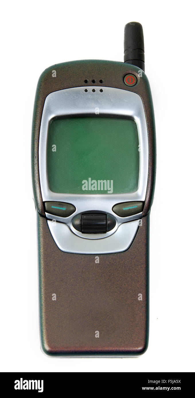 ancient mobile phone on a white background Stock Photo - Alamy
