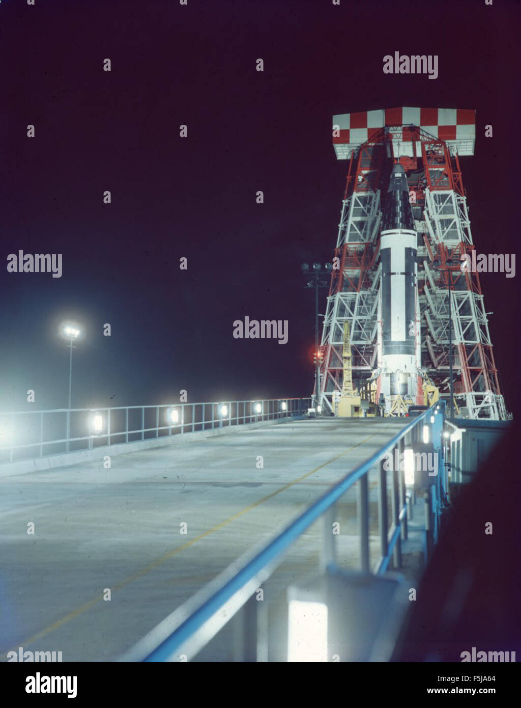 An image showing a detailed view of the Atlas 11A rocket moving up the ...