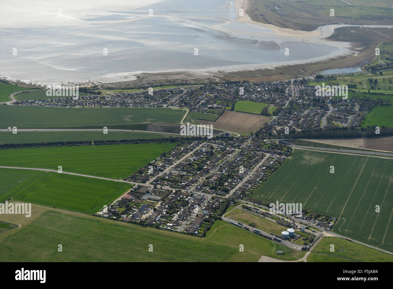 An aerial view of the village of Cliffsend on the Kent coast Stock ...