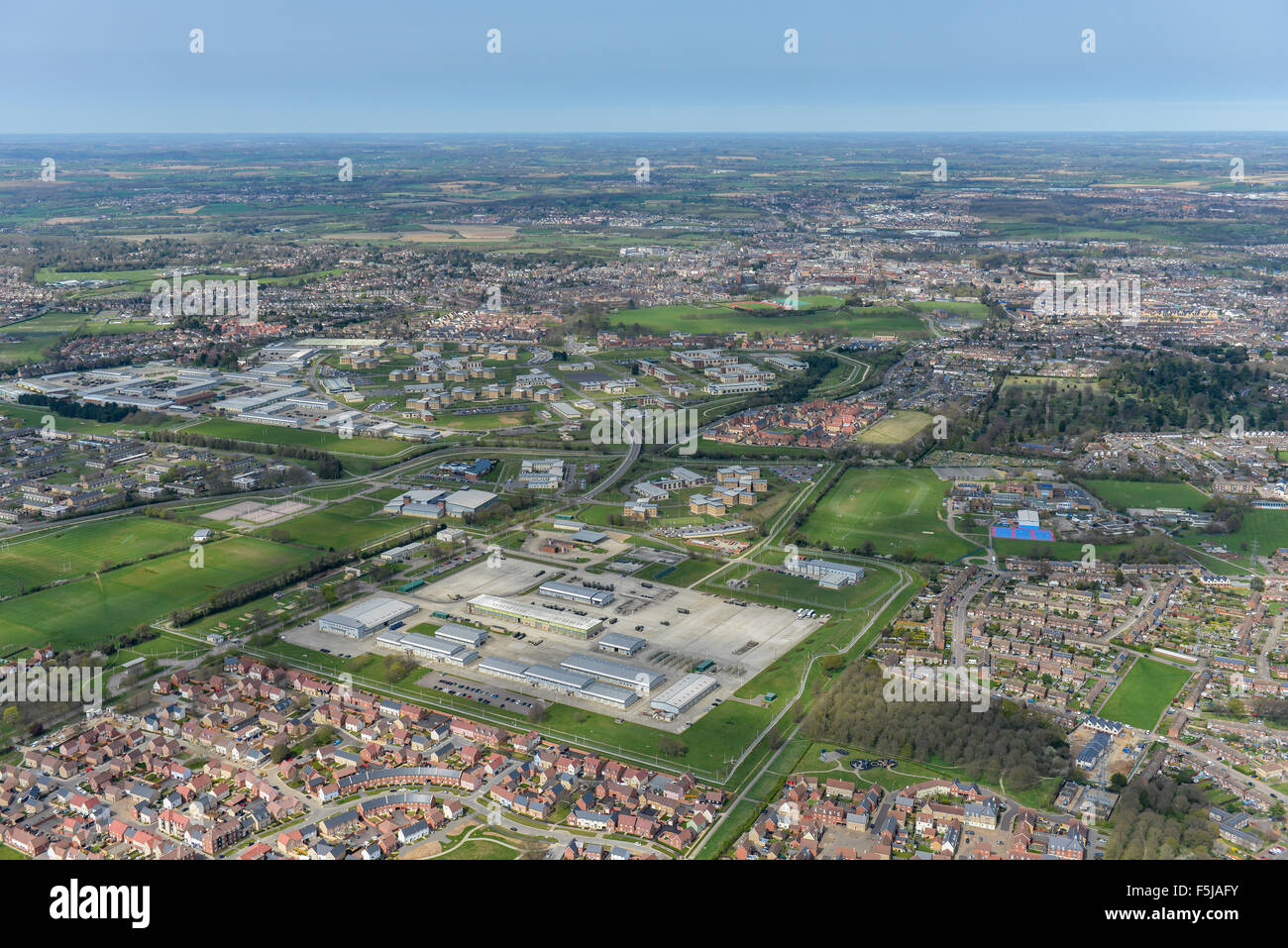 An aerial view showing Colchester Army garrison. Essex, UK Stock Photo ...