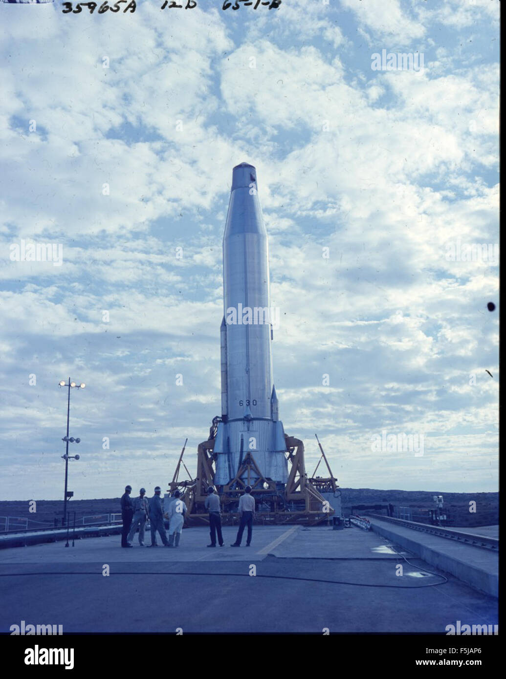 The Atlas 12D missile is pictured in a pre-Flight Readiness Firing (FRF ...