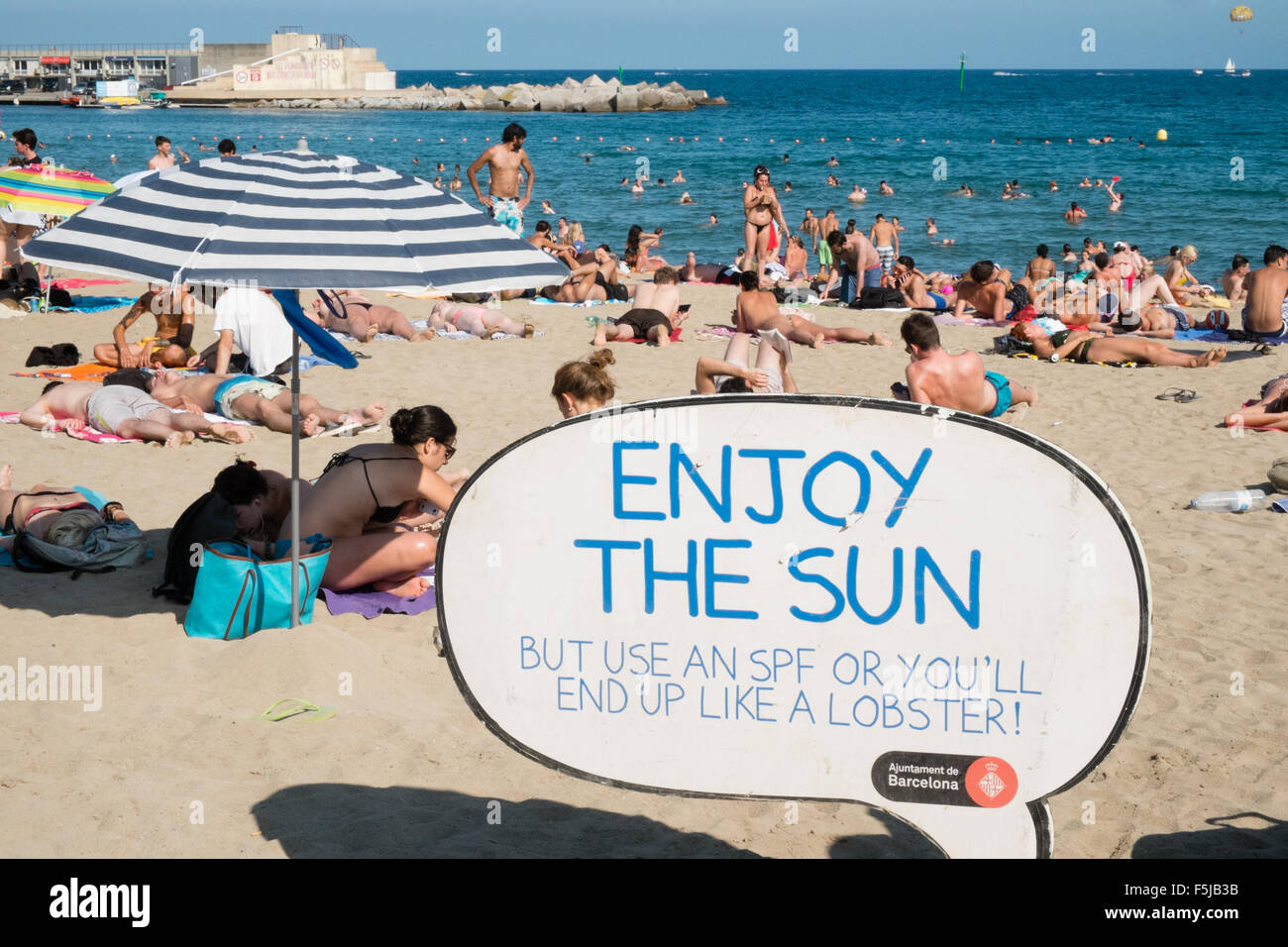 Warning of sunburn,using suncream,UV, dangers,not sleeping on beach at ...