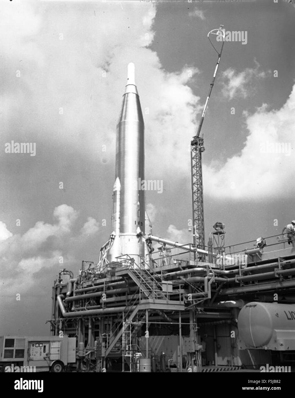 Image from the Atlas Negative Collection showing missile assembly or ...