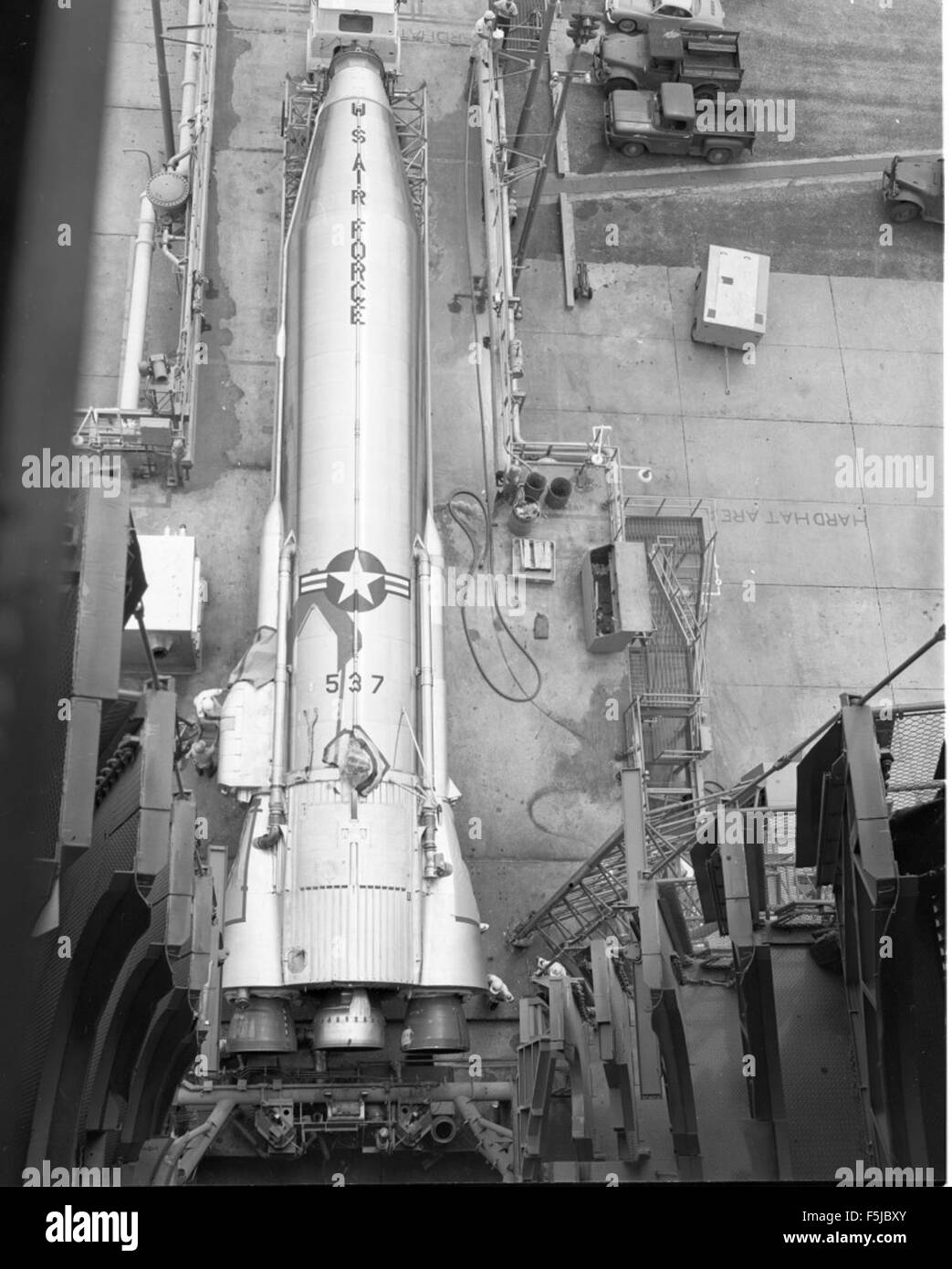 Atlas 14F Erection of Missile 14F; Pad 11 Date Stock Photo - Alamy