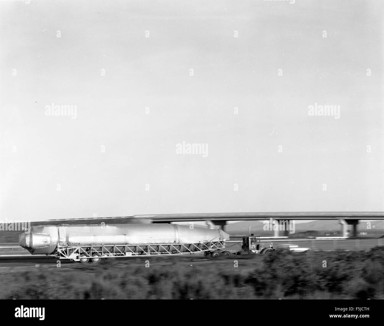 The Atlas 1D rocket, shown during its move to Vandenberg Air Force Base ...