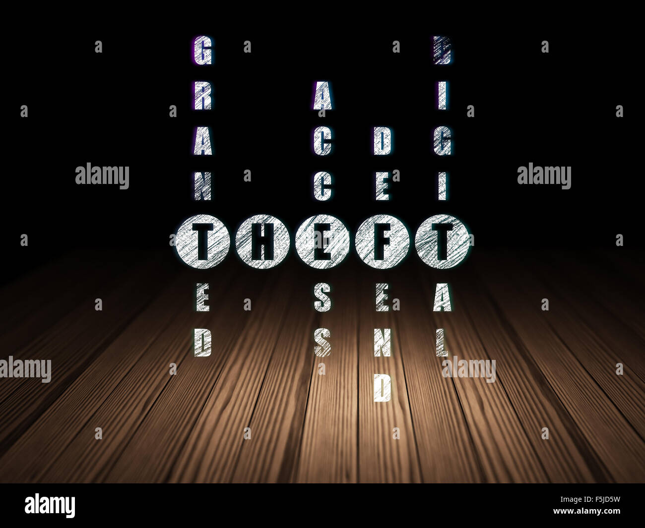 Protection concept: Theft in Crossword Puzzle Stock Photo - Alamy