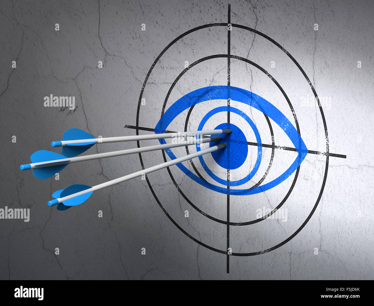 Safety concept: arrows in Eye target on wall background Stock Photo - Alamy