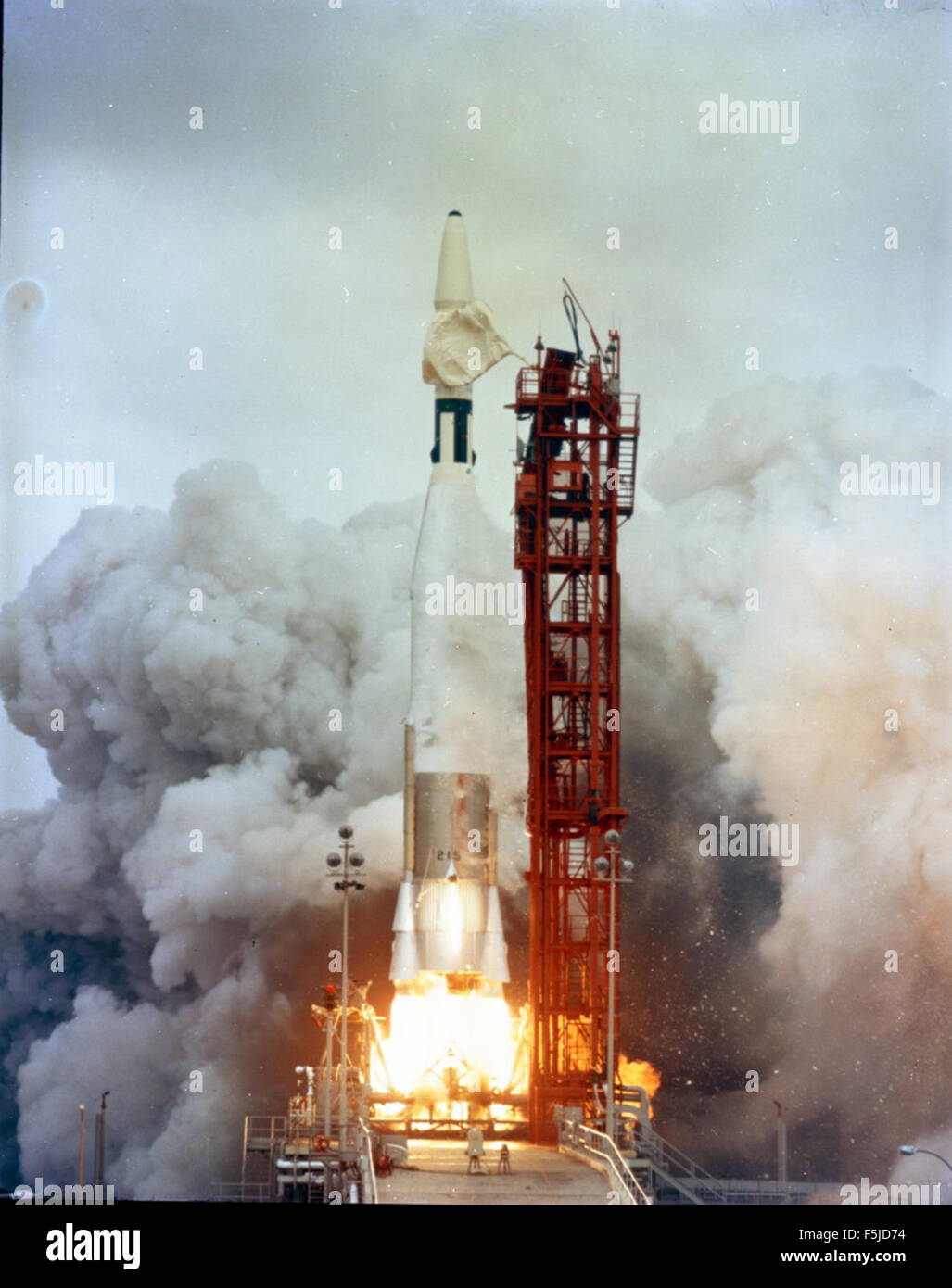 This image shows the lift-off of Atlas 215D with Ranger 5 and Agena B ...