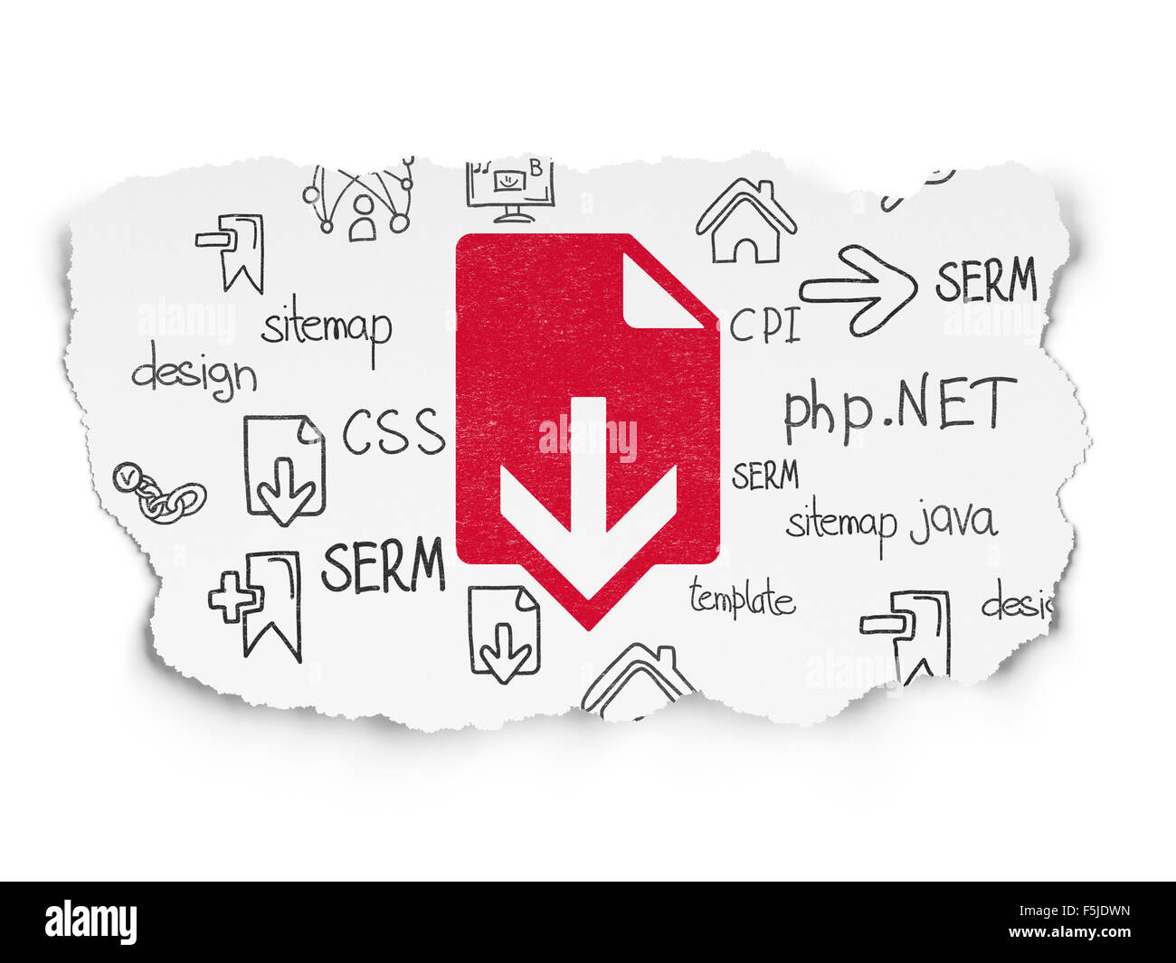 Web design concept: Download on Torn Paper background Stock Photo - Alamy