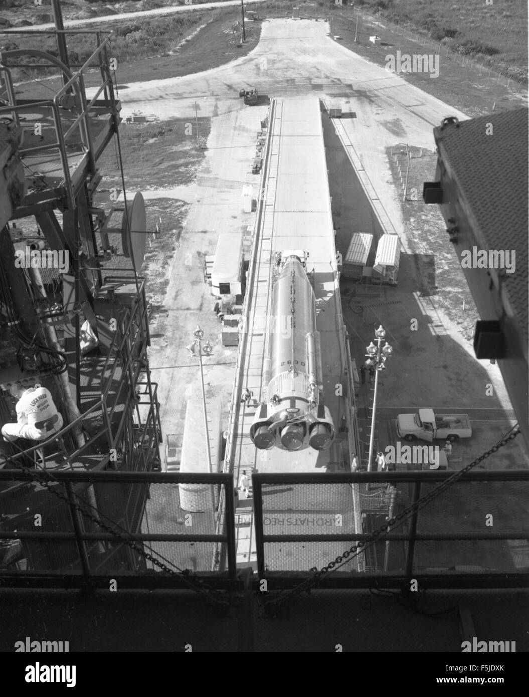 The Atlas 263D missile is shown backing up the ramp towards the erector ...