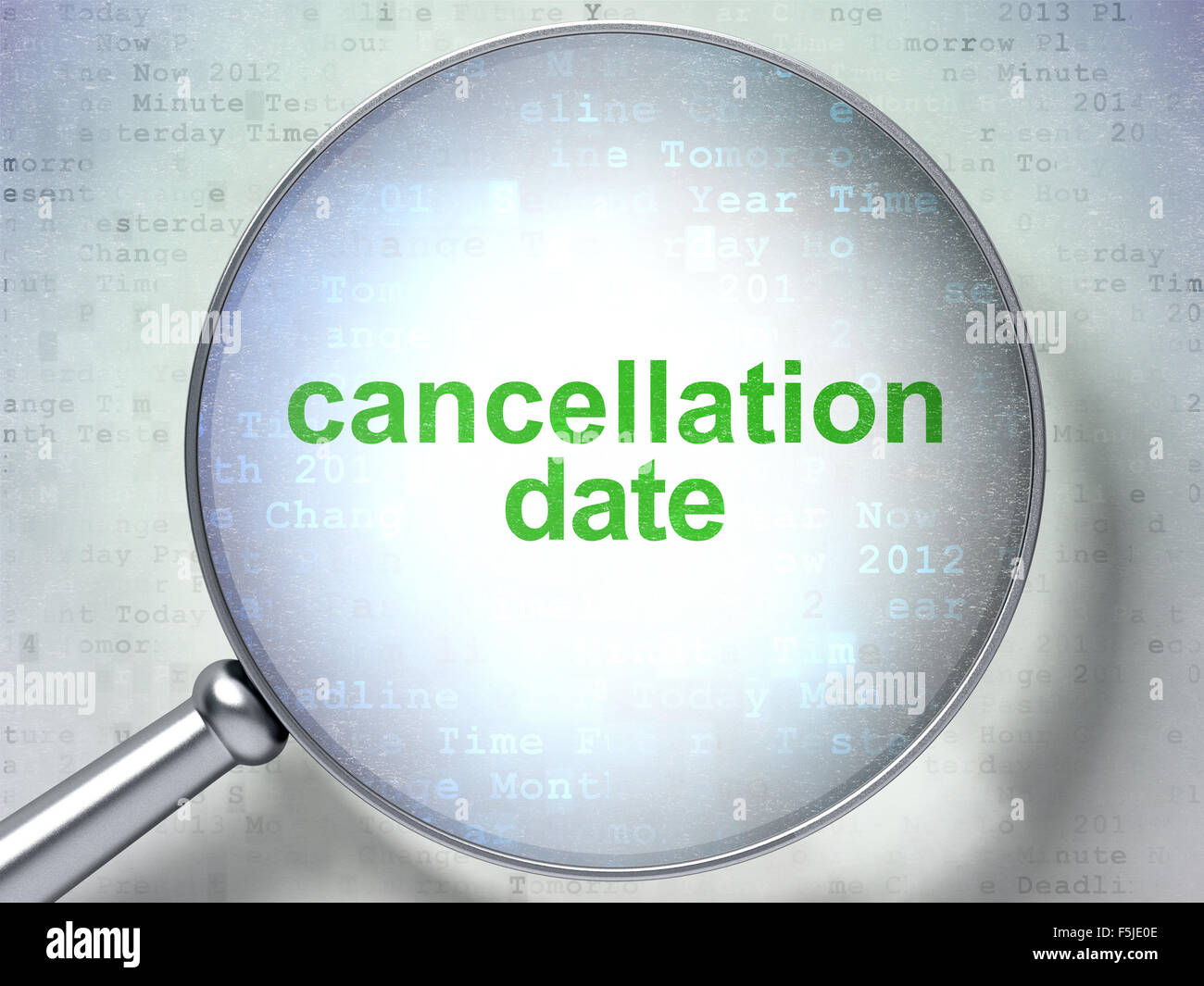 Timeline concept: Cancellation Date with optical glass Stock Photo - Alamy