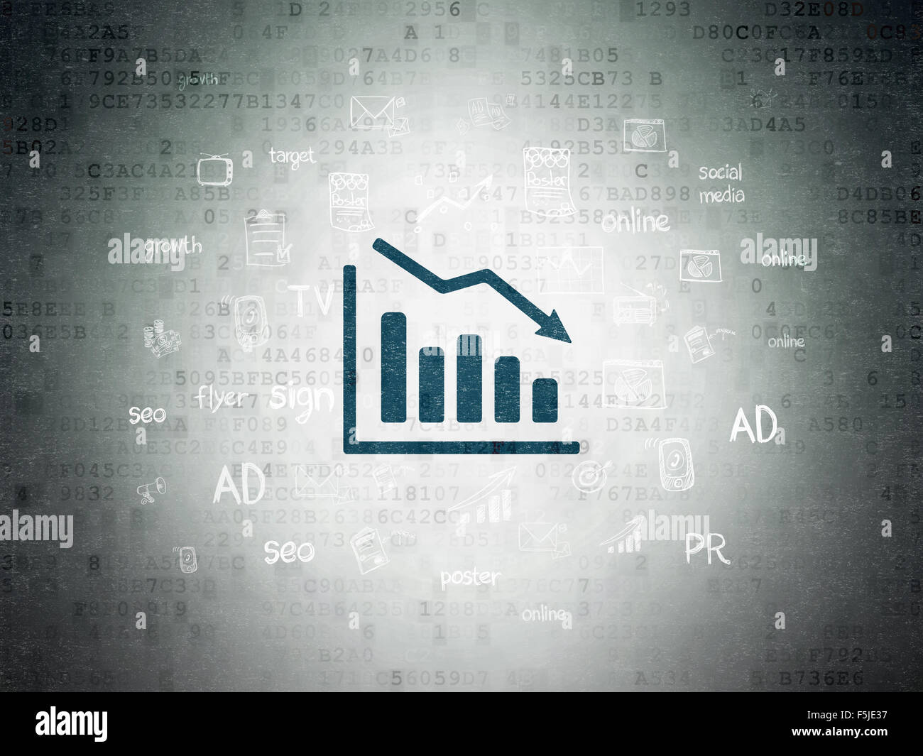 Marketing concept: Decline Graph on Digital Paper background Stock ...