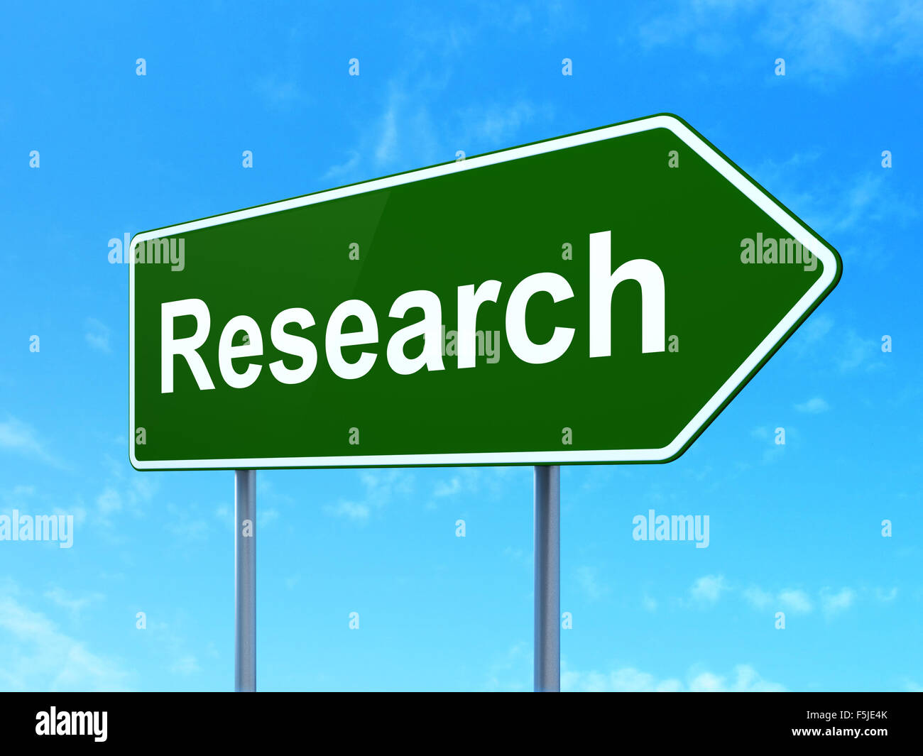 Advertising concept: Research on road sign background Stock Photo - Alamy