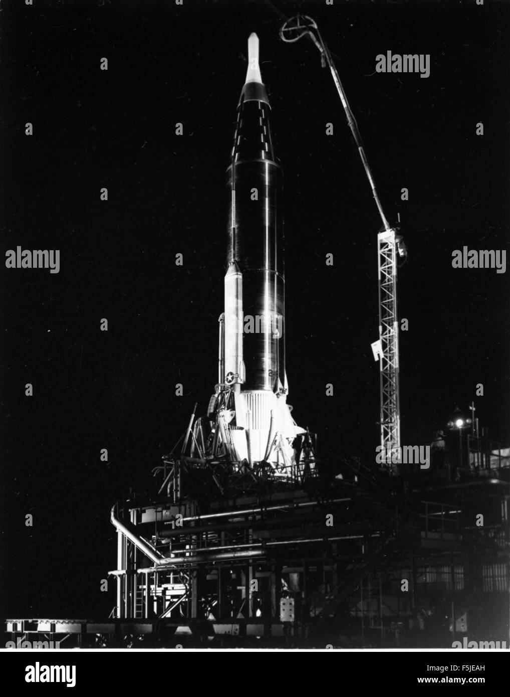 Atlas 26D Details 26D Erected on Launcher; Pad 11 Date Stock Photo - Alamy