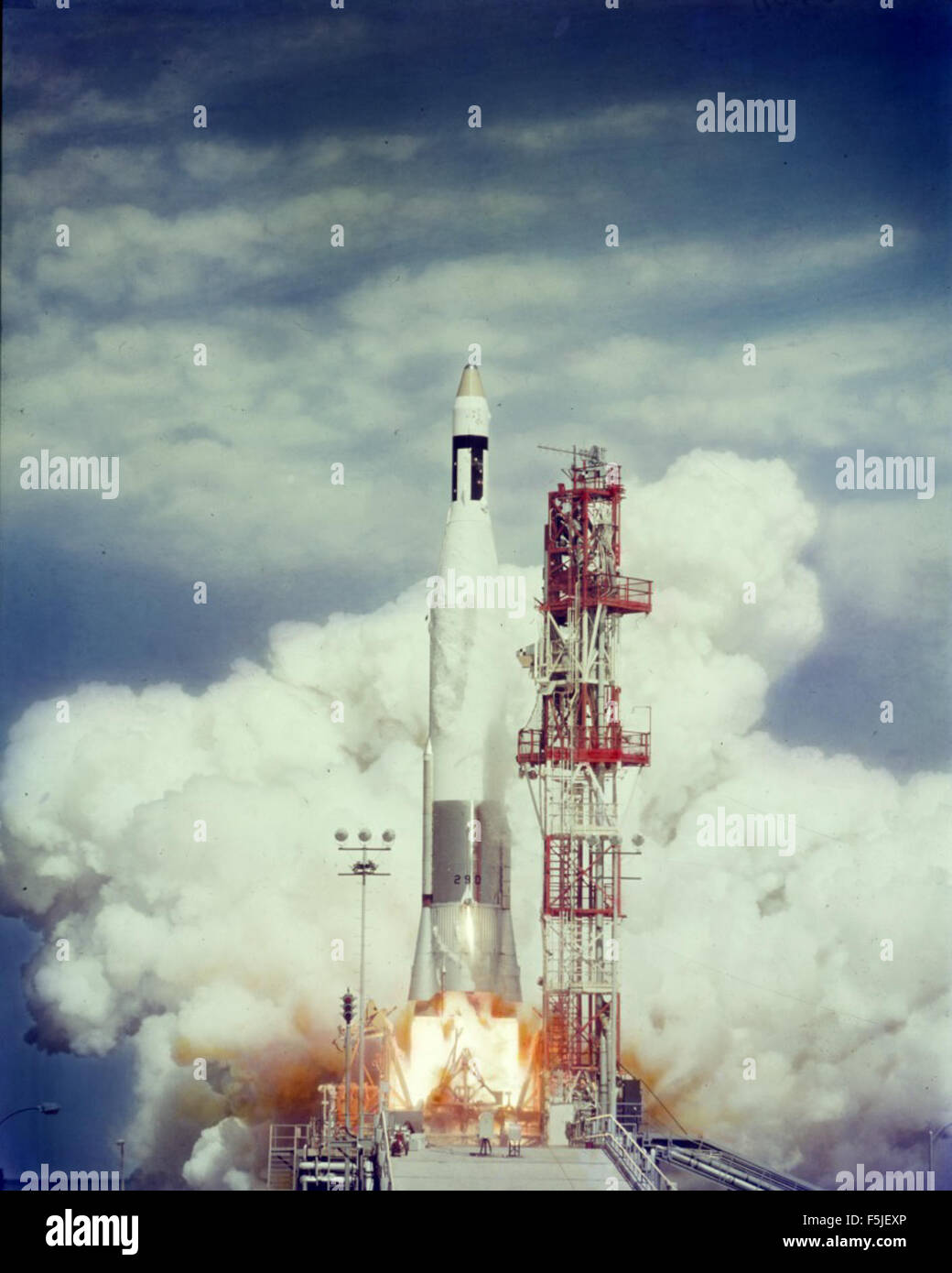 This image from the Atlas 29D missile program highlights the launch of ...