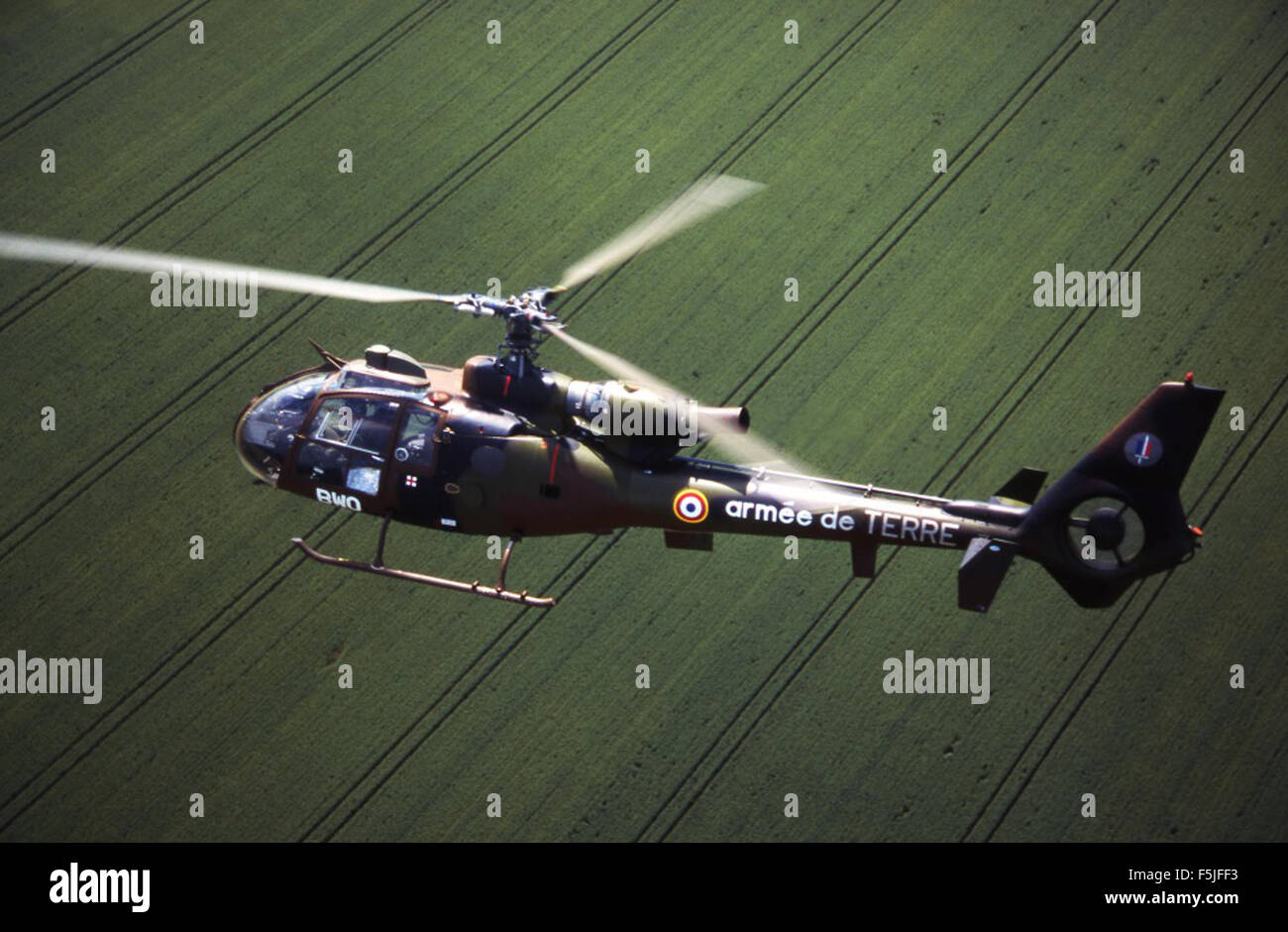 The Aerospatiale SA341F Gazelle helicopter, photographed near Etain on ...