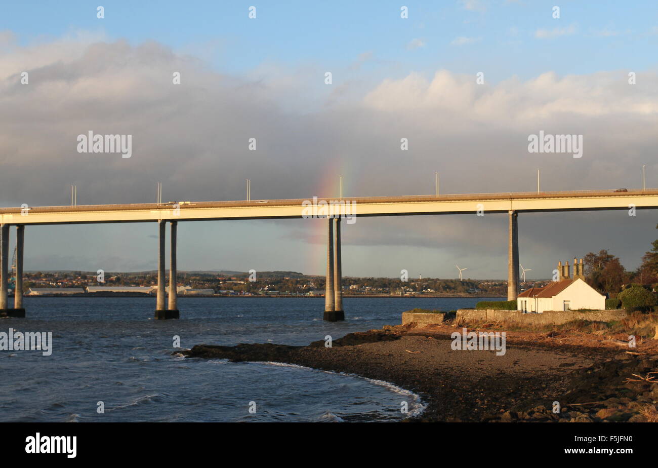 Rainbow and Tay Road Bridge Newport on Tay Fife Scotland October 2015 ...