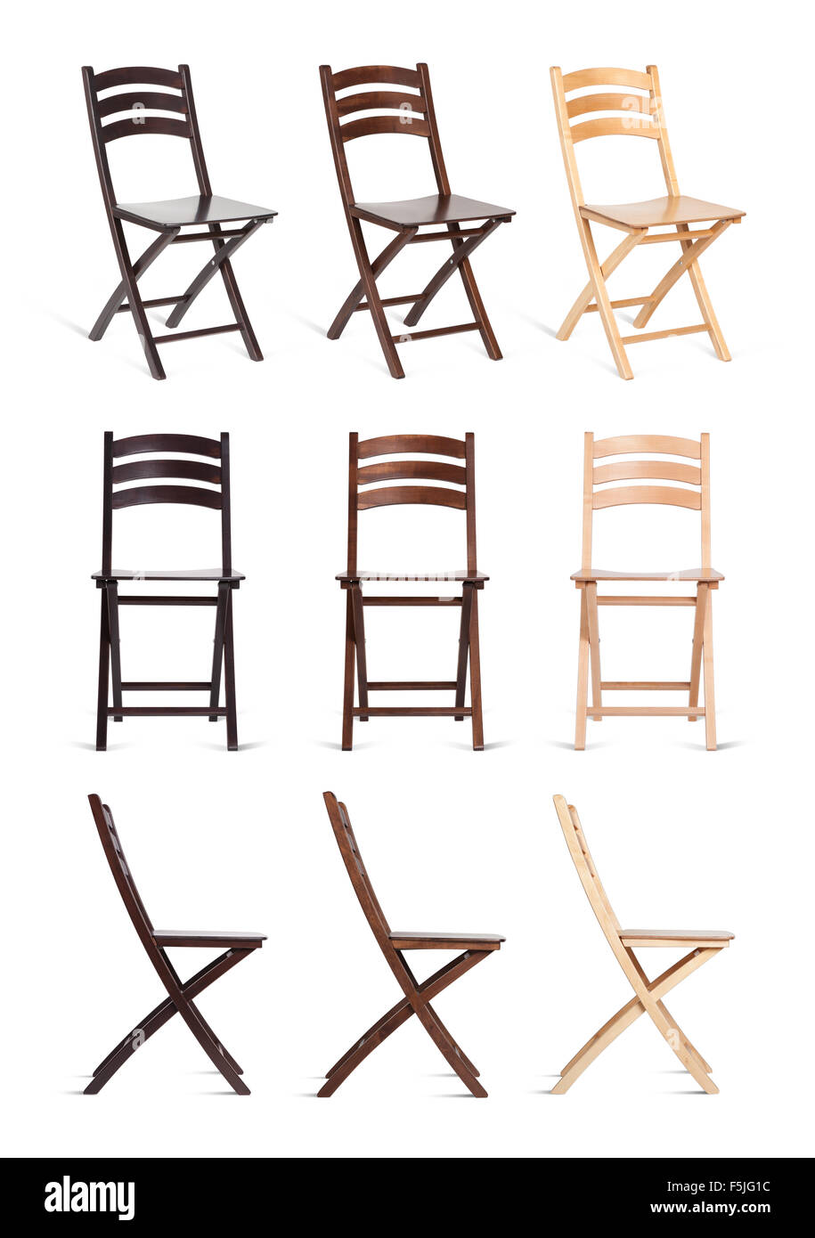 Group of wooden chairs isolated on white background Stock Photo - Alamy