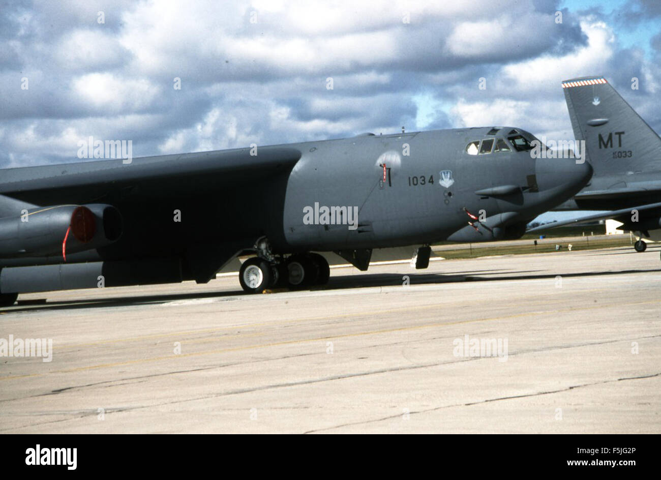 The Boeing B-52H Stratofortress, tail number 61-0034, from the 5th Bomb ...