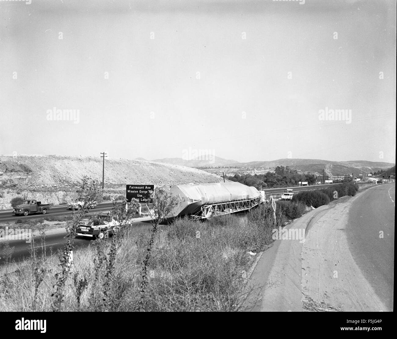 Image of the Atlas 3C missile convoy nearing Fairmont during its move ...
