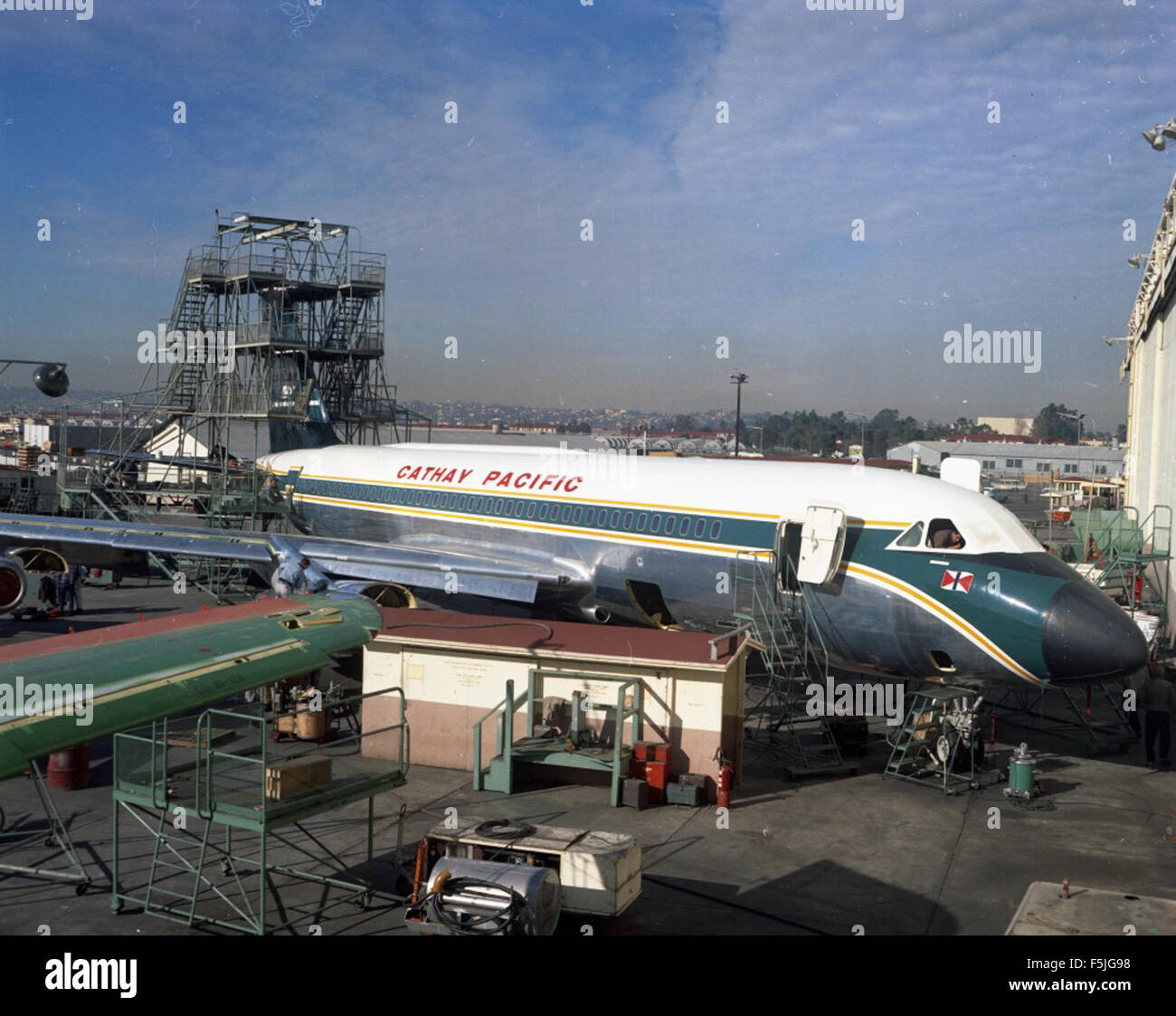 Photograph of a Cathay Pacific Convair 880 aircraft on the ground ...
