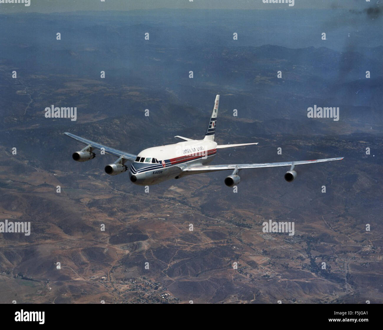 The Convair 880 1046-61, operated by Japan Airlines (JAL), is shown in flight on August 4, 1961 ...