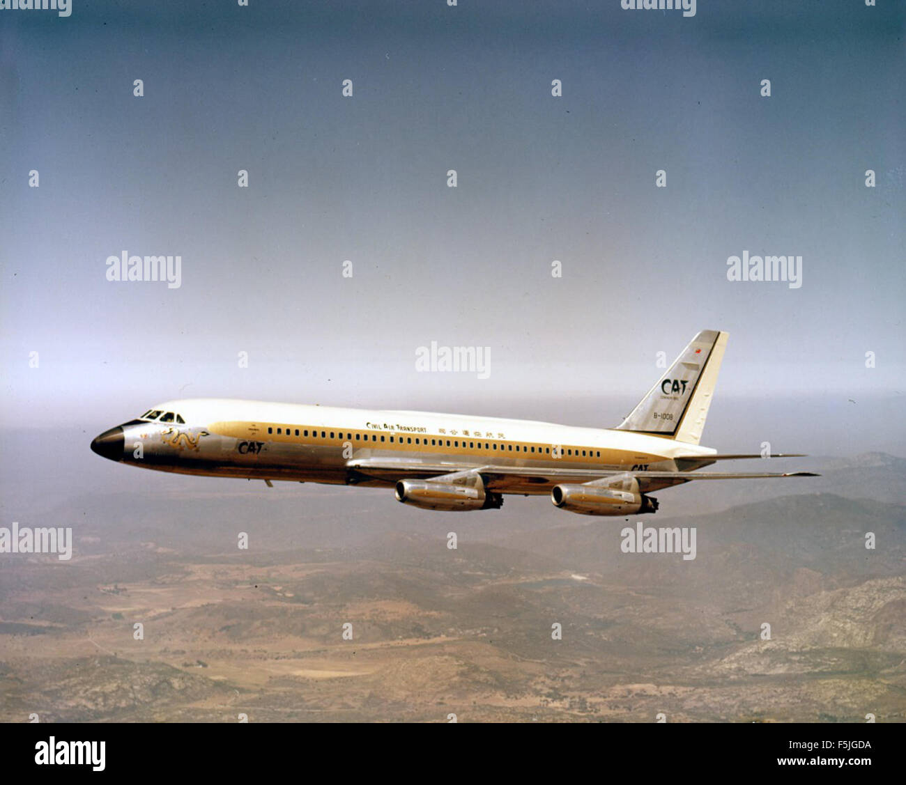 This image features a Convair 880-28, a commercial jet aircraft ...