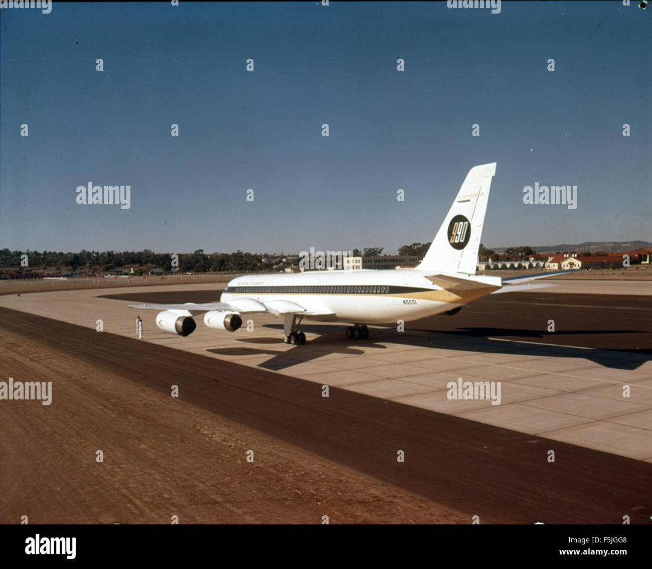 The Convair 990, an American jet airliner, captured on the ground ...