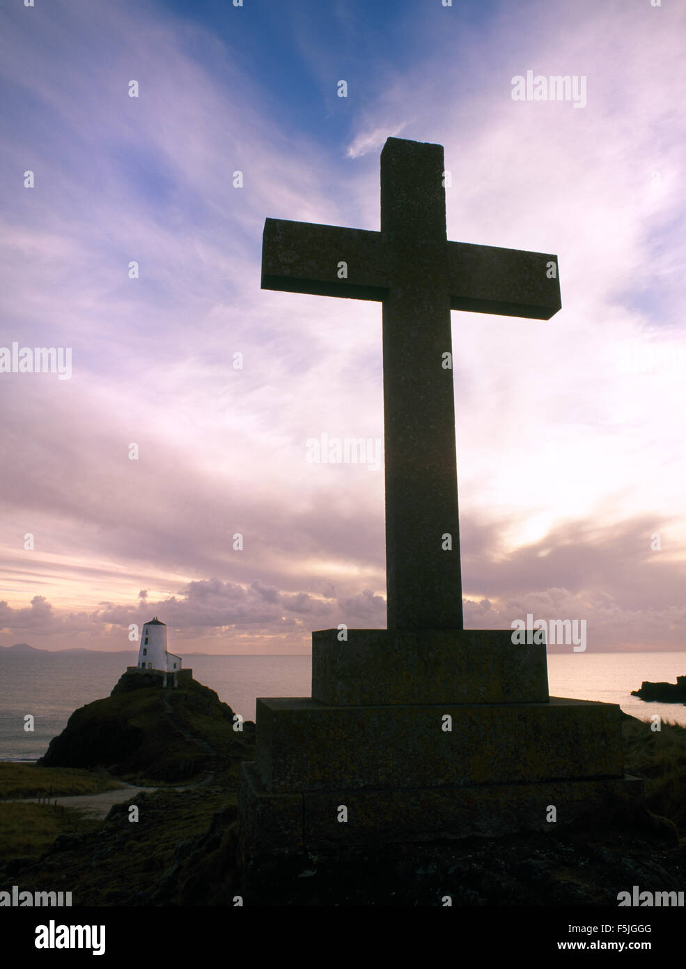 Old lighthouse tower, Modern Latin cross near lighthouse marks site of ...