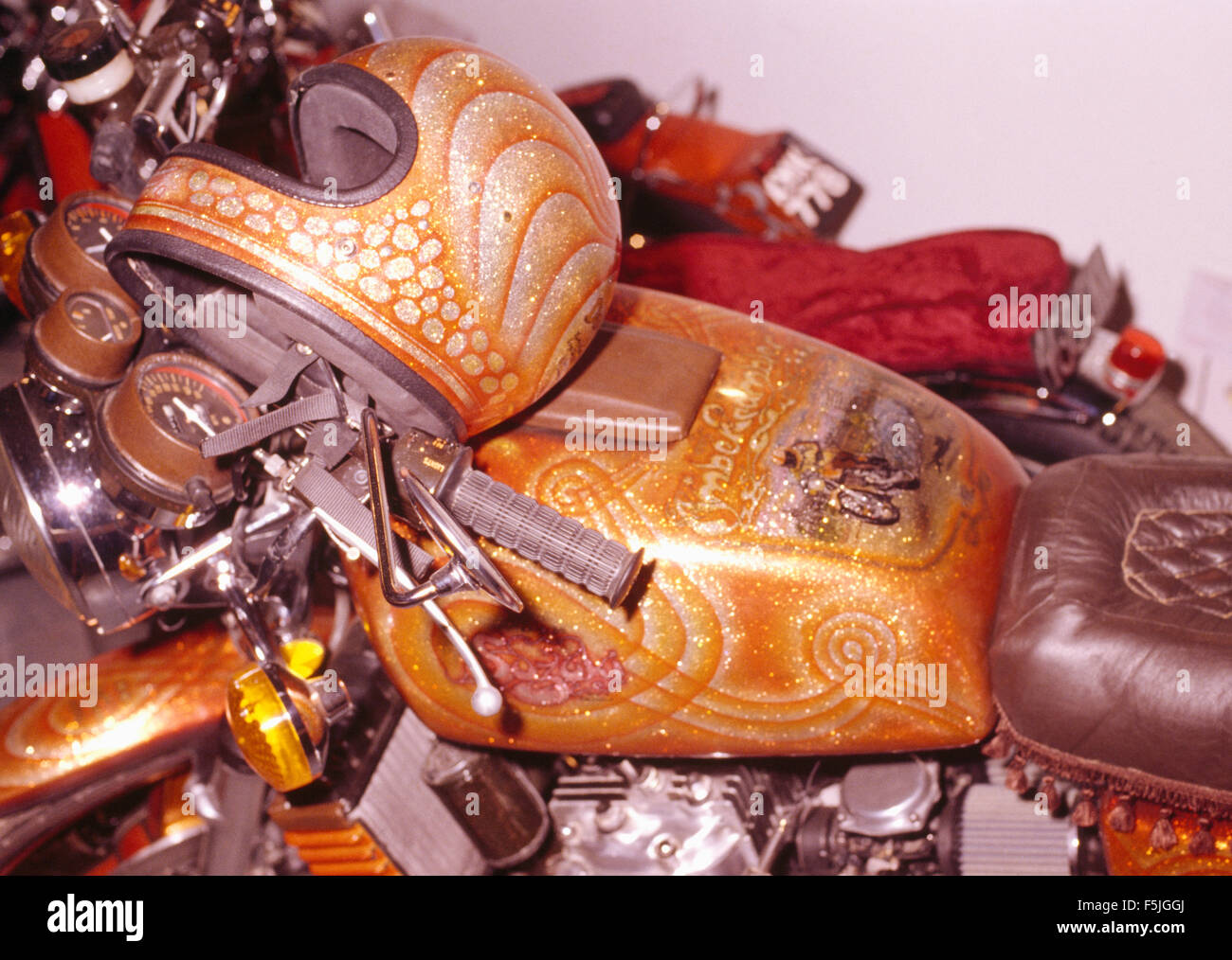 Close-up of a highly decorated motorbike Stock Photo - Alamy