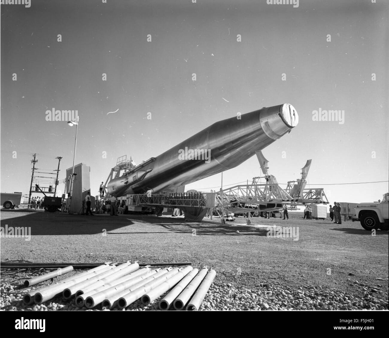 This image shows the Atlas 44F missile being partially raised during ...