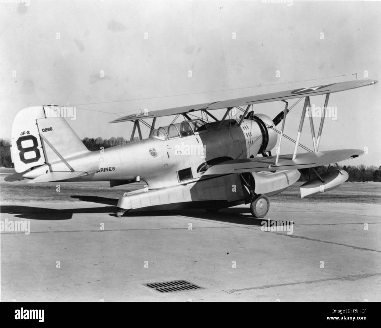 Photograph of Grumman JF-2 0266, an amphibious biplane used by the ...