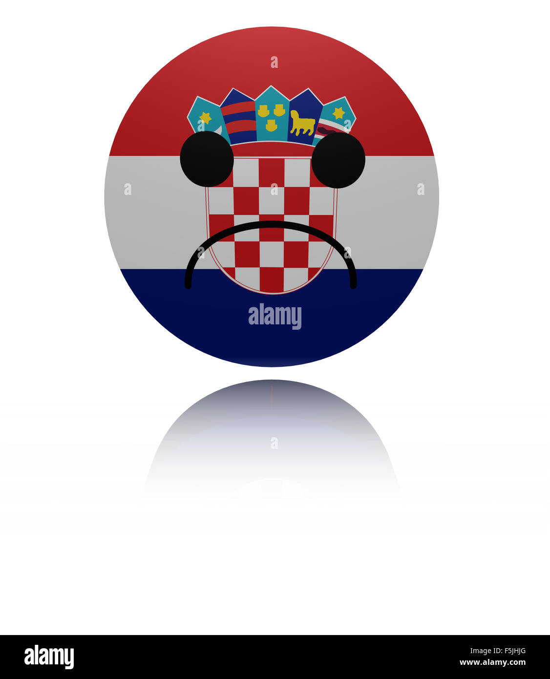 Croatia sad icon with reflection illustration Stock Photo - Alamy