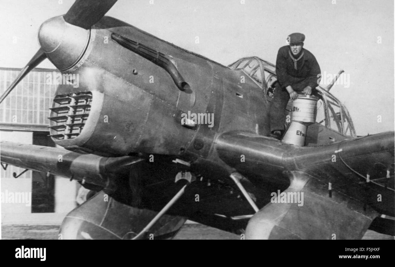 The Junkers Ju 87V-2, an early version of the Stuka dive bomber ...