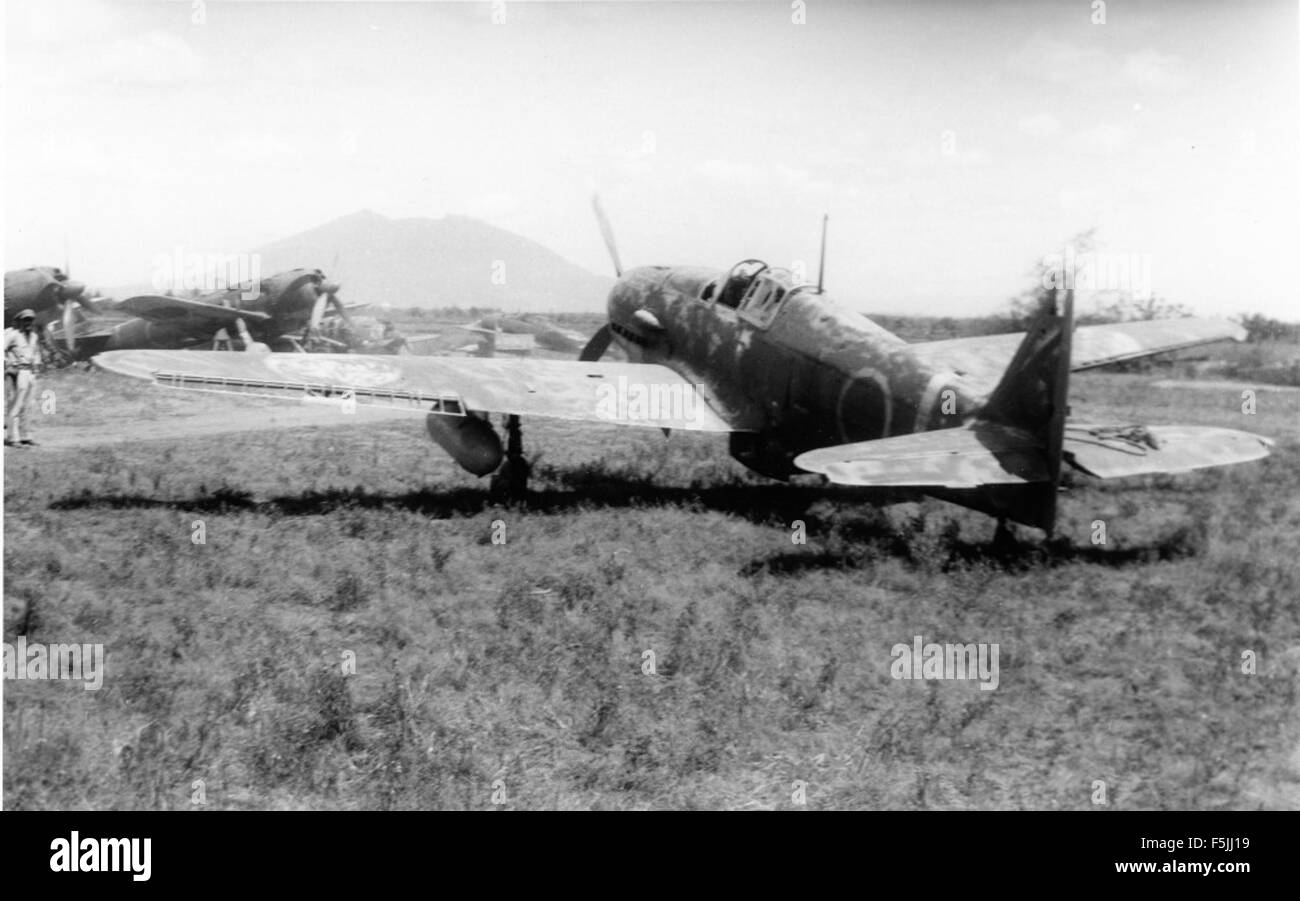 Photograph showing a captured Kawasaki Ki-61-II Hien 'Tony' aircraft, a ...