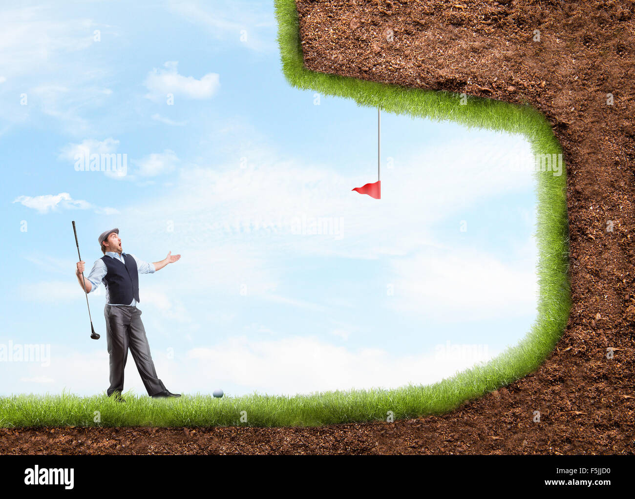 Businessman playing strange golf in open air Stock Photo - Alamy