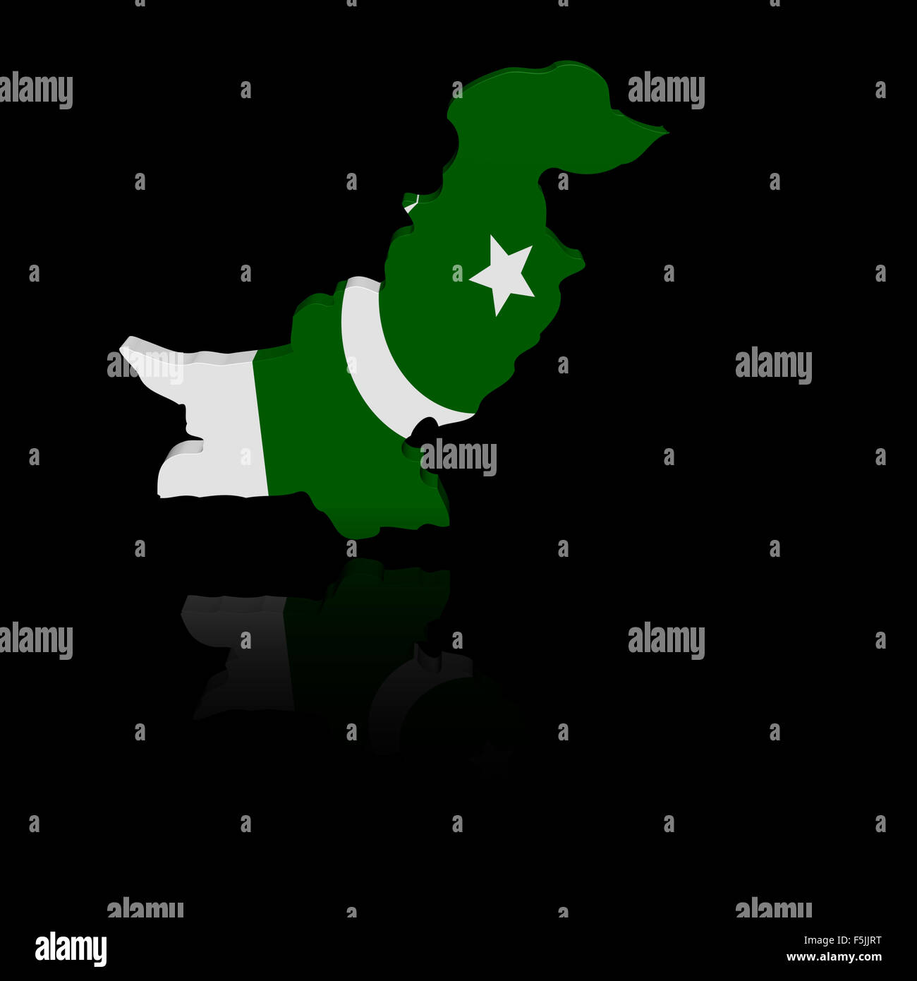 Pakistan map flag with reflection illustration Stock Photo - Alamy