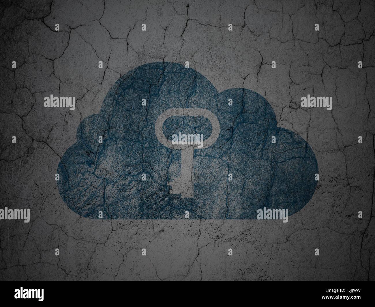 Cloud networking concept: Cloud With Key on grunge wall background ...