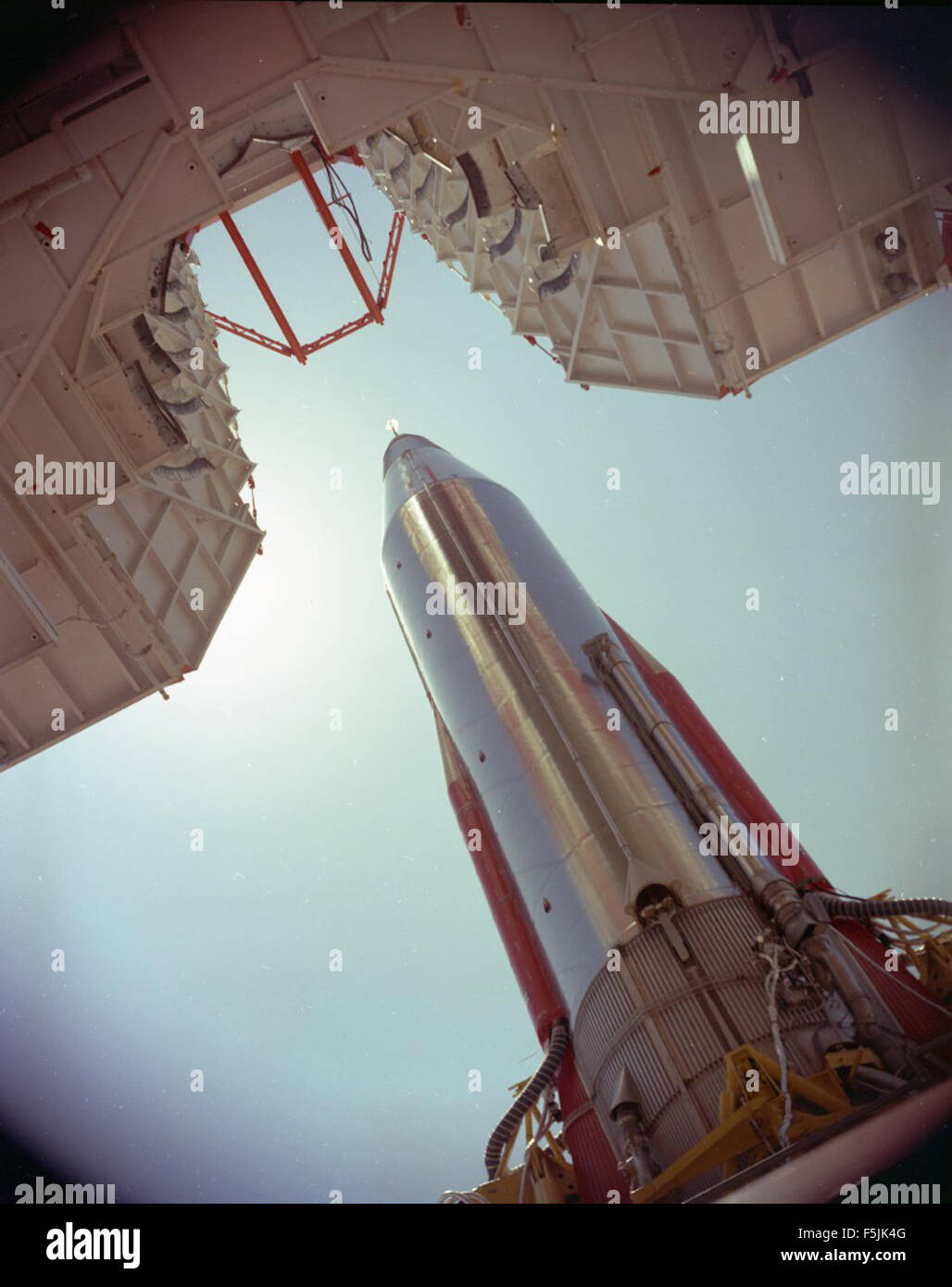 The Atlas 6A missile is shown at Pad 14-AMR, ready for launch, on September 27, 1957, showcasing ...