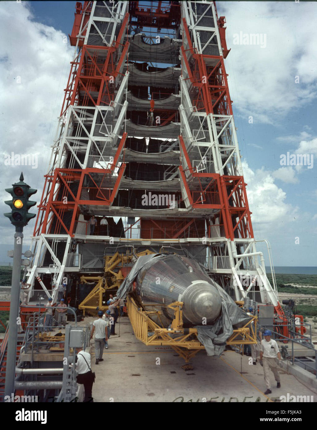 The image details Atlas 6A missile stationed on the ramp at Pad 14 ...