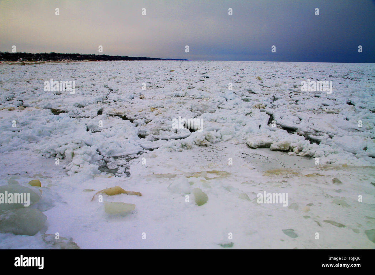 Snow and ice along the Lake Michigan shoreline at the St. Joseph North ...