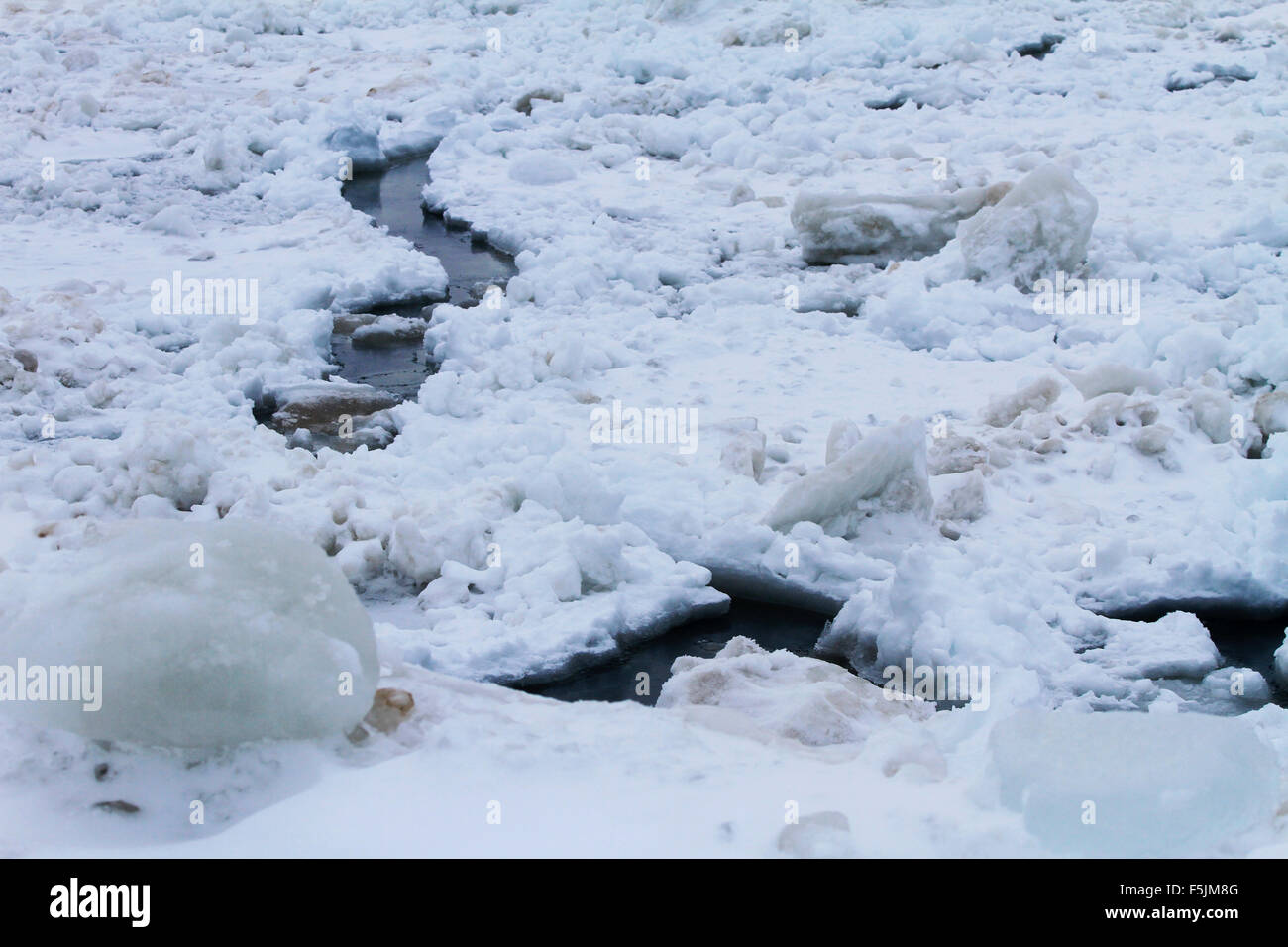 Snow and ice along the Lake Michigan shoreline at the St. Joseph North ...