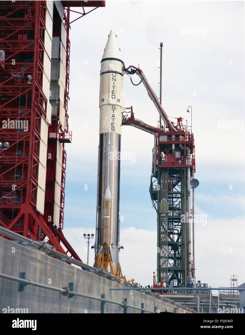 A photo of the Atlas Centaur AC-19 rocket during the erection and ...