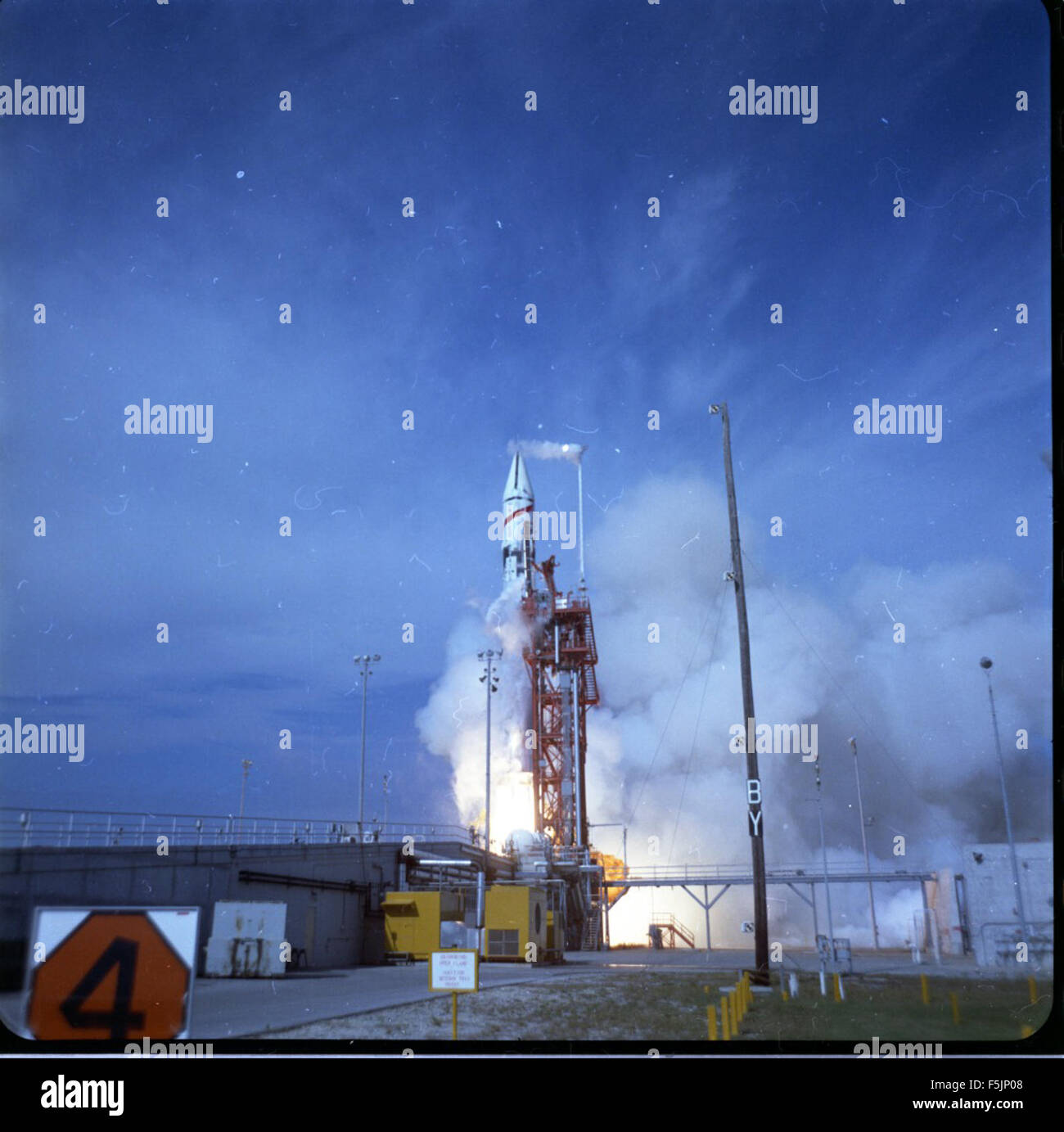 Image documenting the liftoff sequence of the Atlas Centaur 2 rocket on ...