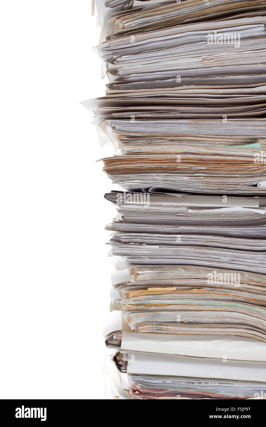 Huge stack of papers isolated on white Stock Photo - Alamy