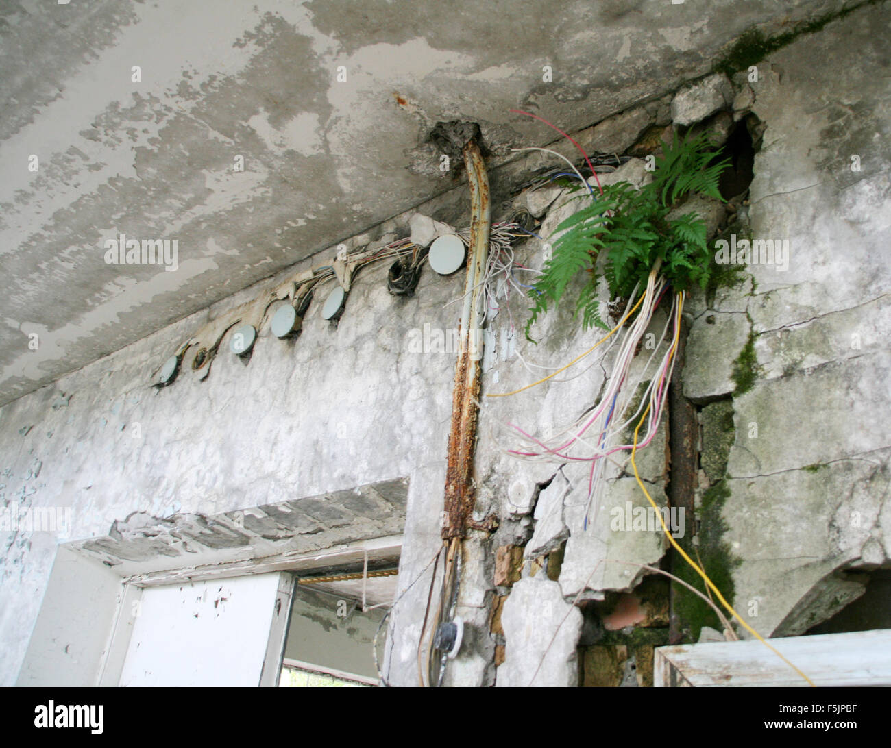 Abandoned building interior. Damaged wall Stock Photo - Alamy