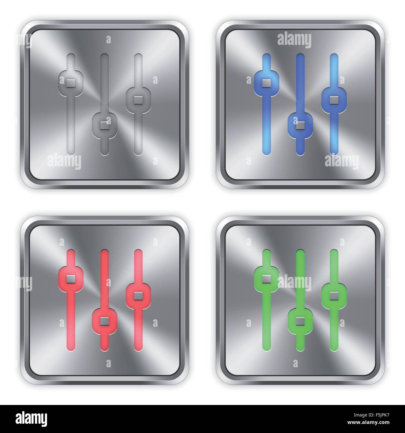 Color Vertical Adjustment Icons Engraved In Glossy Steel Push Buttons Well Organized Layer