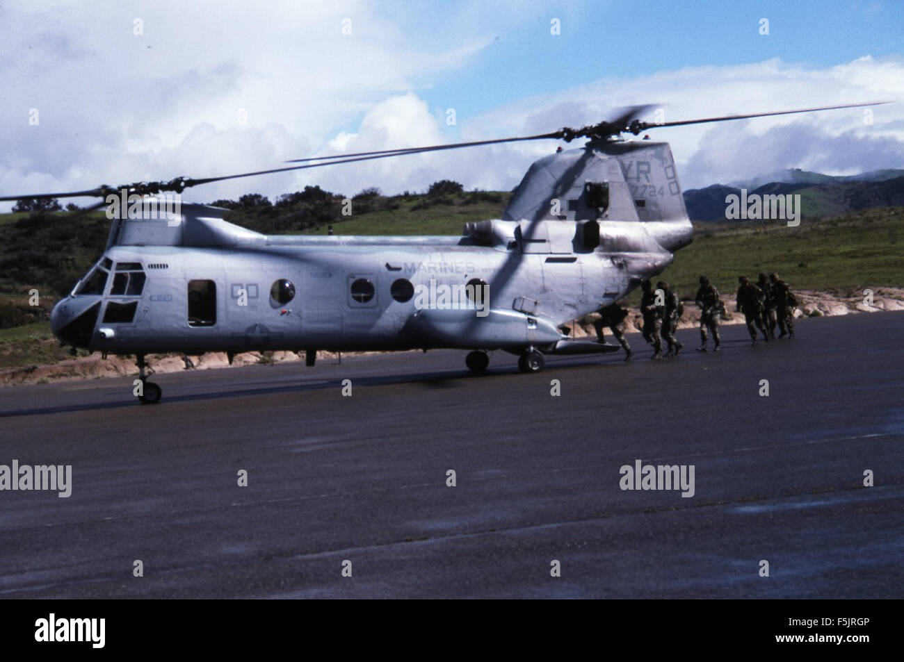 The Vertol CH-46E, also known as the Sea Knight, was a tandem-rotor ...