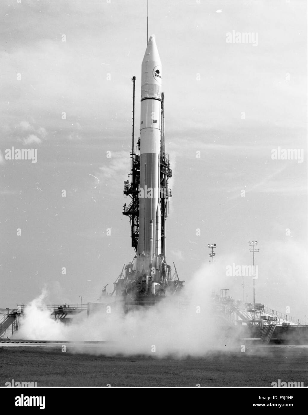 This image depicts the prelaunch phase of the Atlas Centaur 58 rocket ...