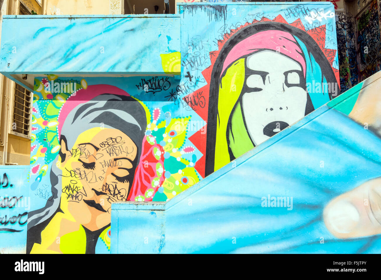 urban wall with street art and graffiti in Potenza, Italy Stock Photo ...